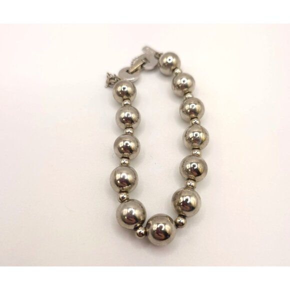 Monet Jewelry Vintage Monet Silvertone Beaded Chain Bracelet With